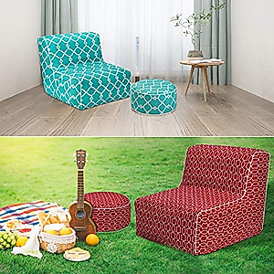 Inflatable Ottoman footrest Stool with Portable air Pump and Storage Bag or Pouch Used for Outdoor or Indoor Travel Portable Camping Backyard Patio Garden Home Yoga footrest Stool (Turquoise)