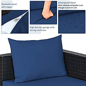 Tangkula 5 Piece Outdoor Patio Furniture Set, Sturdy Frame and Weight Capacity Up to 360 Pounds, Wicker Sectional Sofa Set with Glass Top Coffee Table, Porch Garden Poolside Furniture for 4