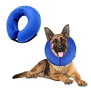 VST Comfortable Inflatable Cone Collar for Dogs,Adjustable Soft Pet Recovery Collar Prevent Pets from Touching Biting Scratching at Injuries Wounds (L)
