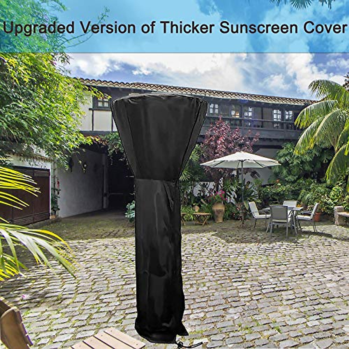 Patio Heater Cover Upgraded Outdoor Waterproof Standup Round Patio Heater Covers Dustproof,Wind-Resistant, Sunlight-Resistant,Snow-Resistant,with Zipper and Storage Bag (89'' H x 33" D x 19" B)