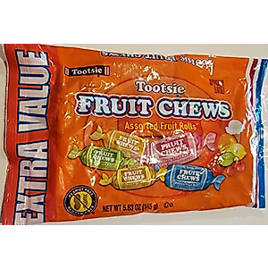 Tootsie Fruit Chews Extra Value Bag - Assorted Bag of Flavorful Fruit Rolls - 5.83oz (1 Bag)
