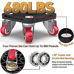 Ronlap Furniture Movers, Furniture Dollies Moving Dolly 4 Wheels Heavy Duty, Furniture Lifter Mover Tool Set for Moving Equipment Heavy Furniture Appliance Refrigerator Sofa, 680Lbs Capacity, Black