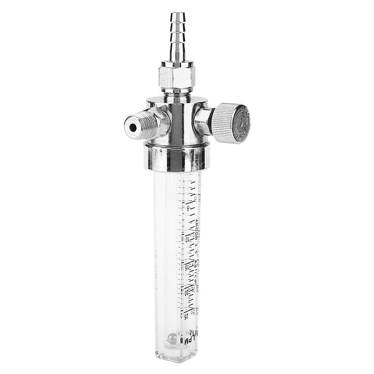 Gas Flow Meter, WL-12 Tube Type Copper Chrome Plated Air Gas Flowmeter, NPT 1/4 Inlet Thread, 1-25 m3/h Measuring Range, Oxygen Flow Meter