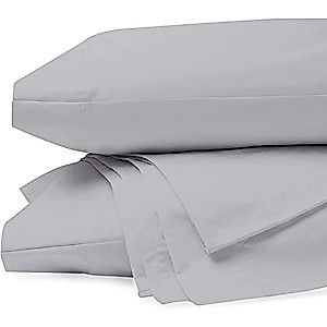 Purity Home 400 Thread Count 100% Cotton Sheets, Cooling Percale Queen Light Gray Sheet Set, with Elasticized Deep Pocket Bed Sheets, Hotel Luxury 4 Piece Queen Size Bedding Set - Queen, Light Gray