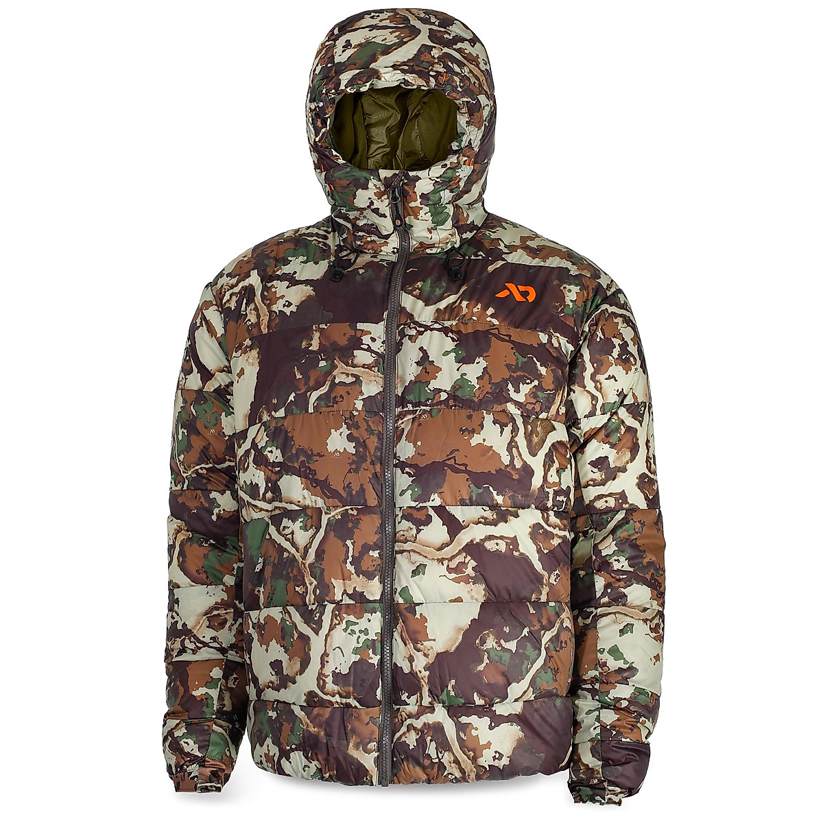 First Lite Men's Chamberlin Down Jacket - Warm Down Insulated Camo Hunting Puffy - First Lite Fusion - Large