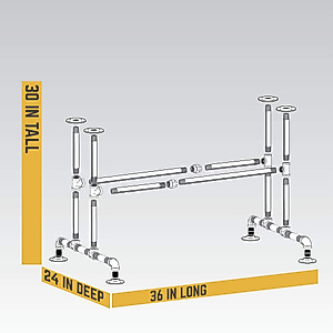 Pipe DÉCOR Industrial Table Rustic Pipe Kitchen Metal Frame 3/4 Inch Pipe Base 30" Height Sturdy Simple Table Base for Home Office, Basement, Study, Bridge Design