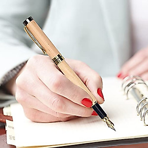 Ayiaren Best Wood Fountain Pen with 8 Ink and Gift Box, Wooden Ink Pen Fancy Vintage Fountain Pen Writing Nib Pen Calligraphy Pens Fountain Pen