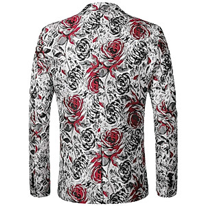 MAGE MALE Men's Floral Blazer Two Button Dress Party Suit Jacket Notched Lapel Slim Fit Stylish Top