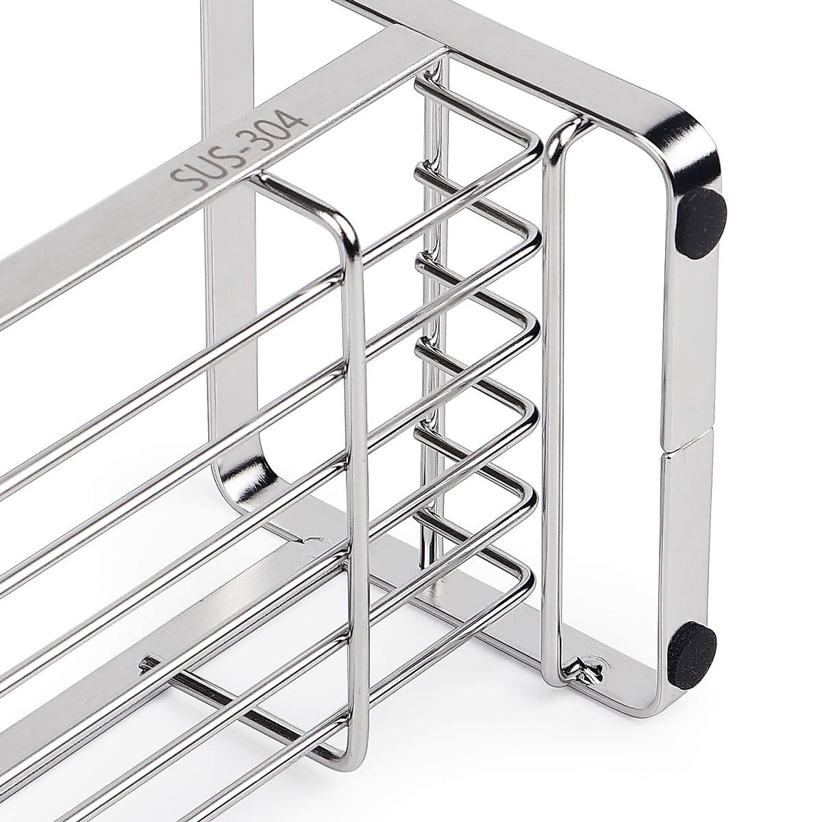 HULISEN Kitchen Sink Sponge Holder, 304 Stainless Steel Kitchen Soap Dispenser Caddy Organizer, Countertop Soap Dish Rack Drainer with Removable Drain Tray, not Including Dispenser and Brush