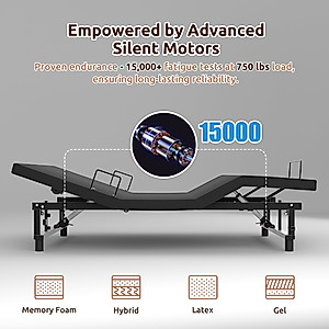 UniPon Adjustable Bed Frame Base King Size, Wireless Remote Control, Zero Gravity, Under Bed Lighting, USB Charging Station, Silent Motor, Mattress Retaining Bar, Anti-Sliping Suede Cover
