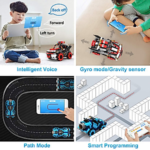 Building Remote Control Car, STEM Toys Set 546 Pcs Building Blocks Kit DIY Rechargeable RC Car with APP & Remote Control, Build Your Own Racing Stunt RC Vehicle for Kids Educational, Early Learning