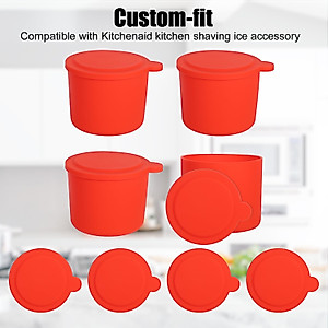 4pcs Ice Mold for Kitchenaid with Lids, Reusable Silicone Ice Making Machine Accessories Compatible with Kitchenaid Ice Shaver (Red)