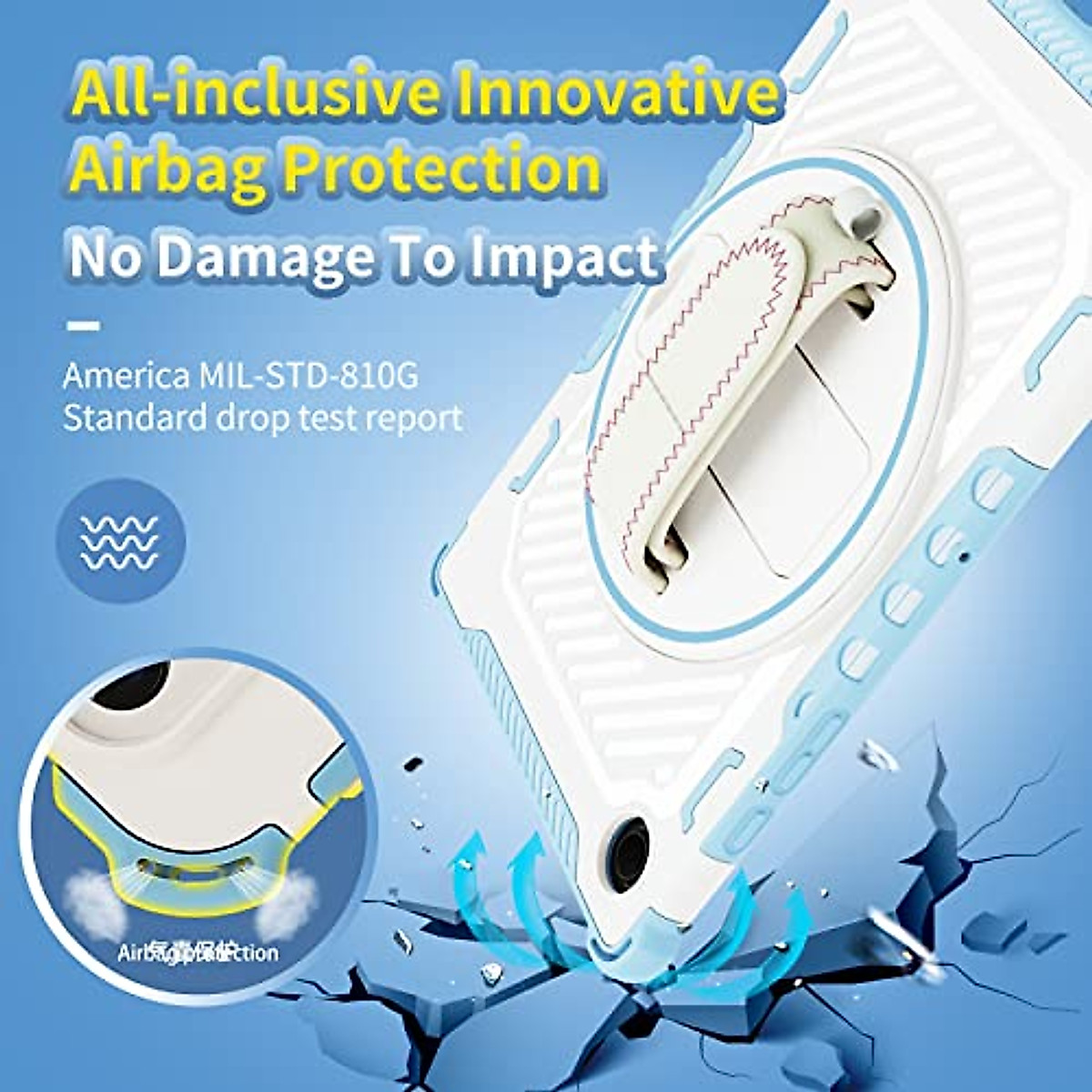 Tablet PC Case Shockproof Kids Case Compatible with Samsung Galaxy Tab A8 10.5" X200/X205(2021),360 Degree Rotating Hand Strap Heavy Duty Rugged Cover,Protective Cover Drop-Proof [Kickstand]+[Shoulder