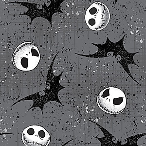 Springs Creative Products Nightmare Before Christmas Fabric by The Yard, Jack with Bats, 72947A620715, Licensed Quilting Cotton BTY, Gray/Black/White, 43 Inches (72947-A620715)