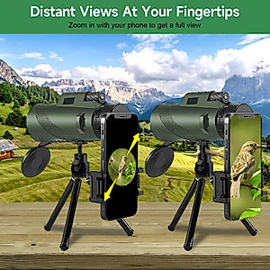 Monocular-Telescope 80x100 High Powered Monoculars High Definition for Adults High Powered with Smartphone Adapter Telescope Hunting Wildlife Bird Watching Travel Camping Hiking