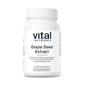 Vital Nutrients - Grape Seed Extract - Potent Antioxidant and Support for Vein Health - 90 Vegetarian Capsules per Bottle - 100 mg