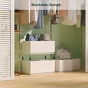 woodtalks Stackable 1 Drawer Dresser, Multi-Purpose Storage Closet Cube Dressers for Bedroom, Storage Cabinet for Entryway, Nightstand Sofa Beside Table Drawer Chest, 23.6 in, White Oak