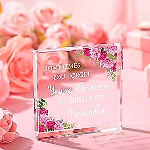 Inspirational Appreciation Gifts Sometimes You Forget You're Awesome Coworkers Thank You Gifts New Year Birthday Present Acrylic for Mother Women Friends Coworkers (Flower)