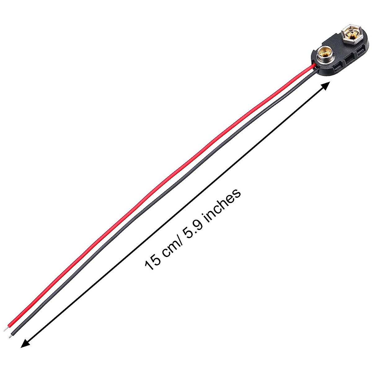 BBTO 20 Pack 9 V Battery Clip Connector Long Cable Connection Hard Shell Black Red Connector (I Type)