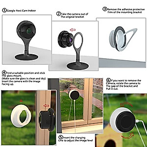 Teccle Window Mount for Google Nest Camera Indoor, Through Window Use Nest Cam, No Indoor Reflections (Black/Pack of 2)