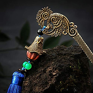 YJMZ Metal Bookmark, Unique Bookmark.with Phoenix Totem and Tassel Pendant, Symbolizing Auspiciousness, Suitable As a Creative Gift for Family and Book Friends