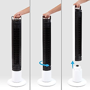 Aspen 40" Washable Tower Fan with Oscillating Tower Fan - Easy Wash Design, 3 Color Nightlight, 4 Speeds, 4 Timers, Magnetic RF Remote - Cooling Fans for Bedroom, Home Office, and Living Room