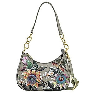 Anuschka Women’s Hand Painted Genuine Painted Leather Small Convertible Hobo - Floral Passion
