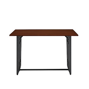 Walker Edison Cesi Contemporary Adjustable Drop-Leaf Dining Table, 47 Inch, Dark Walnut Veneer/Black