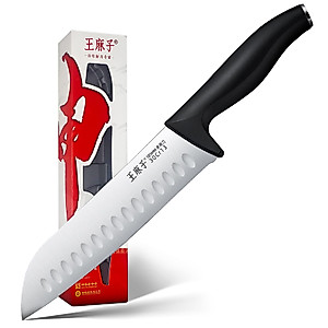 Santoku Knife, 7 Inch Ultra Sharp Professinal Chef Knife, German High Carbon Stainless Steel kitchen knife with Ergonomic Handle Design, Kitchen Knives for Chopping Vegetable and Cooking