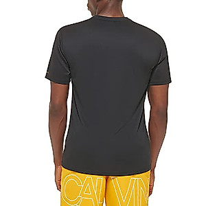 Calvin Klein Men's Standard Light Weight Quick Dry Short Sleeve 40+ UPF Protection Active Top, Black Logo, X-Large