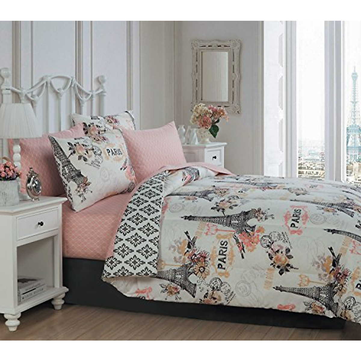 Geneva Home Fashion Avondale Manor 8-Piece Cherie Comforter Set Queen, Coral