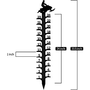 Gzcvba 24 Inch Iron Snow Gauge,Snow Measuring Stick Outdoor,Metal Snowflake Snowfall Snow & Rain Measuring Stick for Yard,Garden,Lawn (Toboggan)