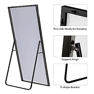 KIAYACI Full Length Mirror Oversized Floor Mirror with Stand Bedroom Dressing Mirror Full Body Wall Mirror (Black, 71" x 32")