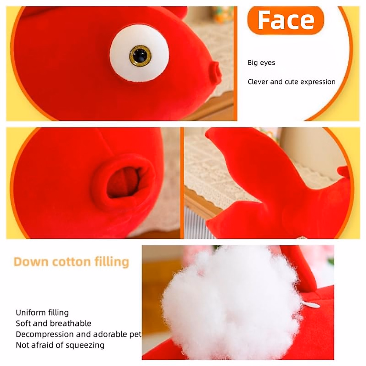 XIZHI Goldfish Plush Doll Soft Fish Stuffed Animal Plush Toy for Girls Boys (13.8"/Red)