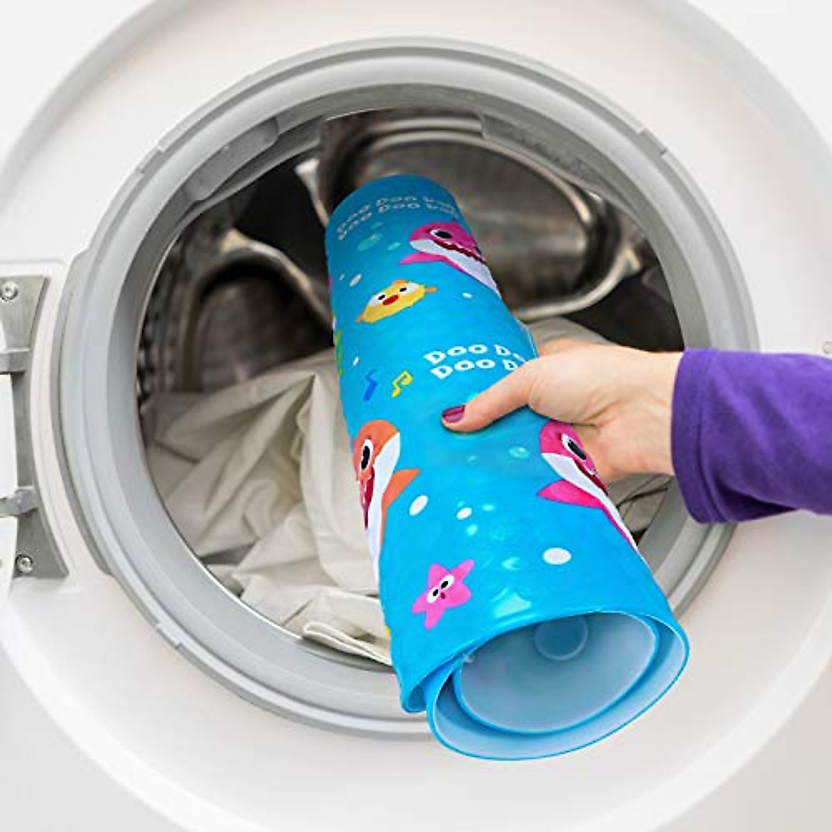 Ginsey Baby Shark Oval Bubble Bath Tub Mat 15"x27", Multi