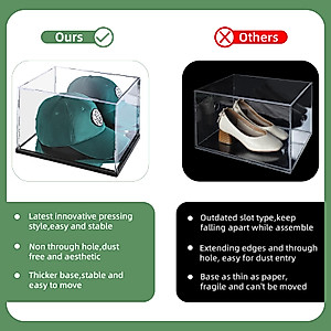 Clear Hat Display Case with Mirror Background,Acrylic Baseball Cap Holder Stand Transparent Hat Storage Box Dustproof Square UV Protection Cabinet with Mirror Base(10.2x8.2x7 inch)