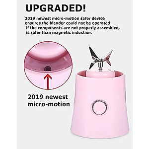 Portable Blender, Smoothie Blender with 16oz Travel Glass Cup and Lid 4000mAh Battery Strong Power Personal Size Blender USB Rechargeable Mini Juicer Cup Travel Blender for with Ice Tray (Pink)