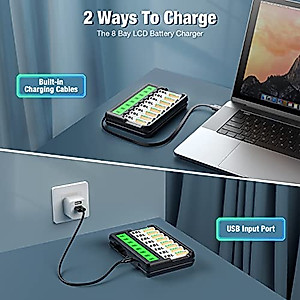 EBL Rechargeable AAA Batteries (16-Counts) and 8-Bay LCD Newest Version Battery Charger