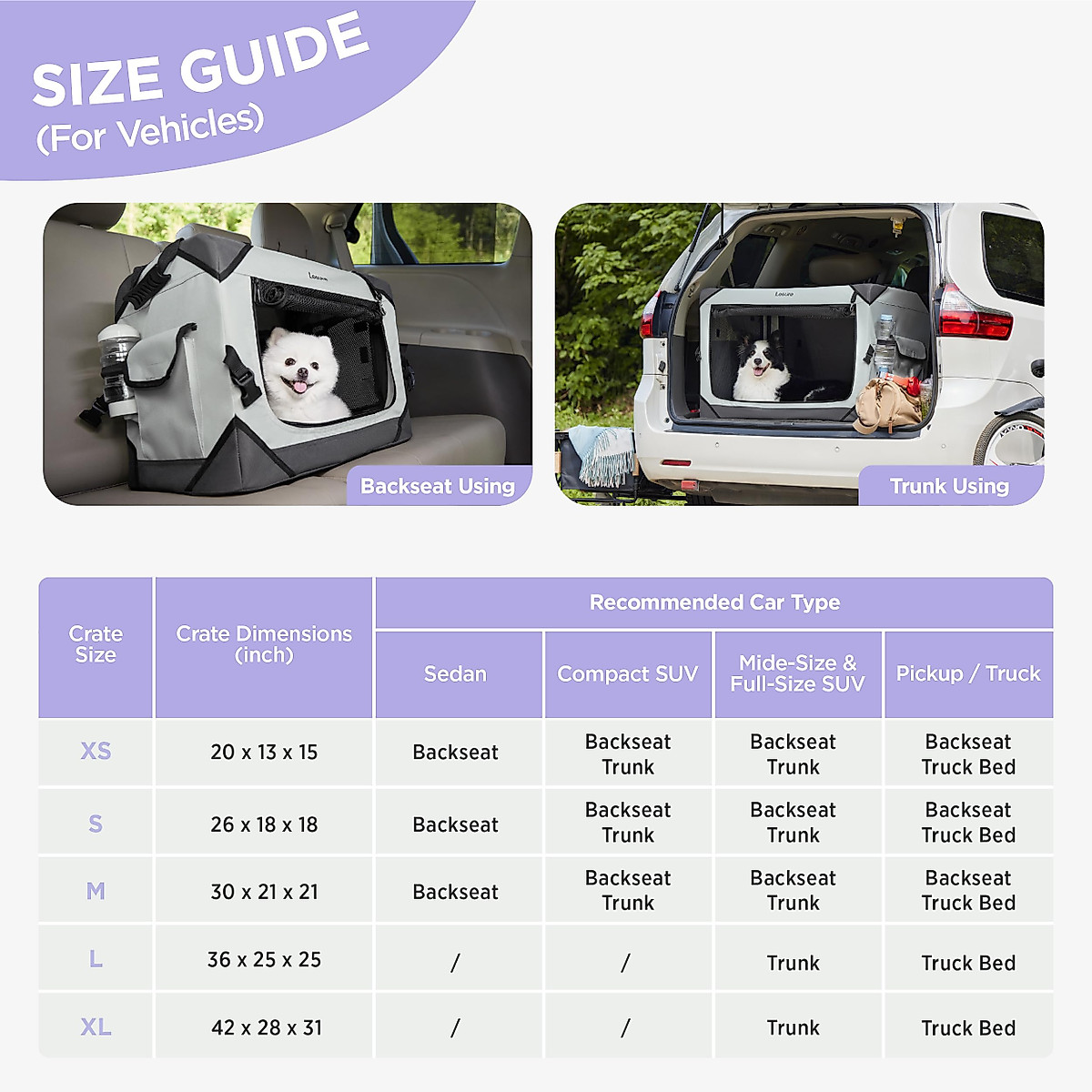 Lesure Collapsible Dog Crate - Portable Travel Kennel for Large Dog, 4-Door Pet Crate with Durable Mesh Windows, Indoor & Outdoor, Light Gray