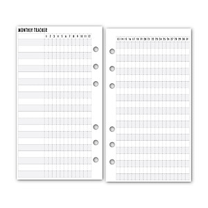 Personal Habit Tracker Planner Insert Refill, 3.74 x 6.73 inches, Pre-Punched for 6-Rings to Fit Filofax, LV MM, Kikki K and Other Binders, 24 Sheets Per Pack
