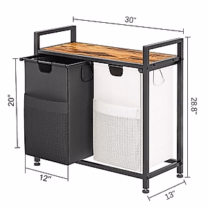 Lulive Double Laundry Hamper, Multifunctional Basket Organizer, 112L Laundry Sorter with Removable Bags and Fabric Handles, Large Top Shelf Laundry Bag for Bathroom, Dorm, Laundry Room