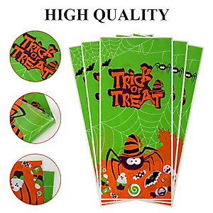 idolpack 50 Pcs Halloween Cellophane Treat Bags 4.9''X10.8'' Halloween Cello Candy Cookie Goodies Gift Bags with Twist Ties for Halloween Trick or Treat Party Favors Supplies