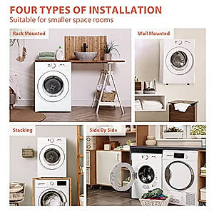 Euhomy Compact Dryer 1.8 cu. ft. Portable Clothes Dryers with Exhaust Duct with Stainless Steel Liner Four Function Small Dryer Machine, Suitable for Apartments, Dorm, RVs, White