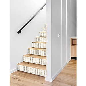 HAOKHOME 96101-3 Boho Peel and Stick Wallpaper Brush Strokes Stripes Removable Terracotta/White Chevron Vinyl Self Adhesive Mural 17.7in x 9.8ft