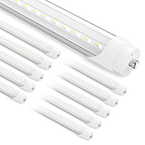 SHINESTAR 10-Pack 8ft LED Bulbs, 44w 6500K Daylight, Ballast Bypass, Dual-end, F96T12 LED Replacement, Clear Cover