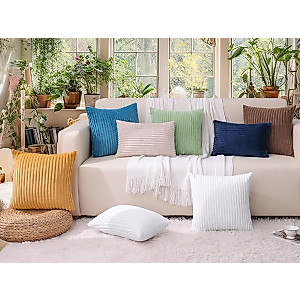 Simmore Decorative Throw Pillow Covers 18x18 Set of 2, Soft Plush Flannel Double-Sided Fluffy Couch Pillow Covers for Sofa Living Room Home Decor, Cream White