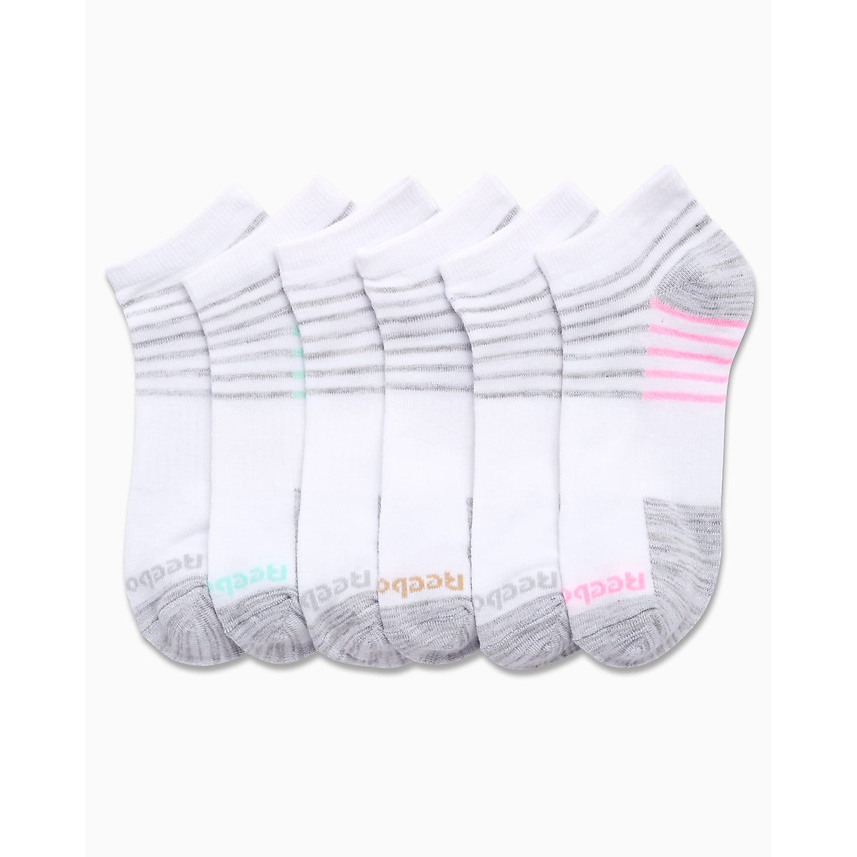 Reebok Women's Athletic Socks - Performance Low Cut Socks (6 Pack), Size 4-10, White Multi
