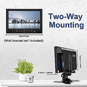 OSCY 7 inch Portable Small HDMI Monitor HD VGA Monitor,Small LCD HDMI Monitor Mini Screen 1024x600,for Mac Mini/Mini/TV/Raspberry PI/Camera/Gaming,with Speakers Earphone Jack
