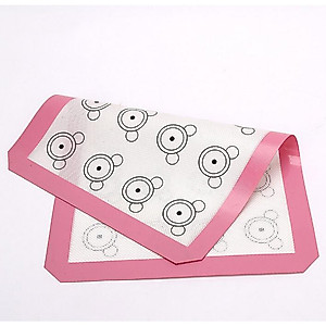 INCHANT Silicone Macaron Baking Mat, Half Sheet Size With 20 Macaron Spaces, Non Stick Silicon Liner for Bake Pans & Rolling - Macaroon/Pastry/Cookie Making, Set of 2, Pink