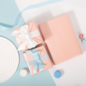 Homeral Pink Baby Shower Wrapping Paper Roll - Shimmer Pearl Luster Reversible Gift Wrap Paper for Baby Shower, Birthday, Wedding, Easter - Mini Roll - 17 Inch x 32.8 Feet